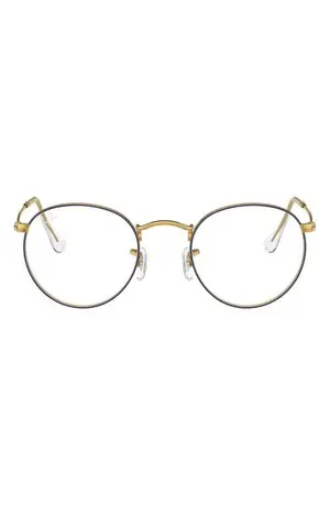 Ray-ban Ray-Ban Round Frame Eyeglasses Shiny Gold