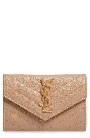 Saint Laurent 'monogram' Quilted Leather French Wallet Chene