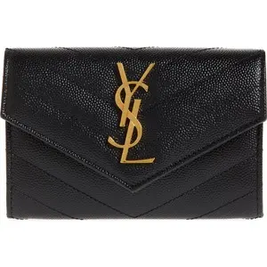 Saint Laurent Monogram' Quilted Leather French Wallet - Noir