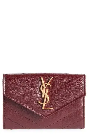 Saint Laurent 'monogram' Quilted Leather French Wallet Rouge Legion