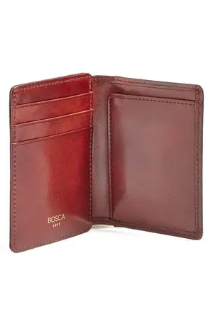 Bosca Old Leather Front Pocket Id Wallet - Dark Brown