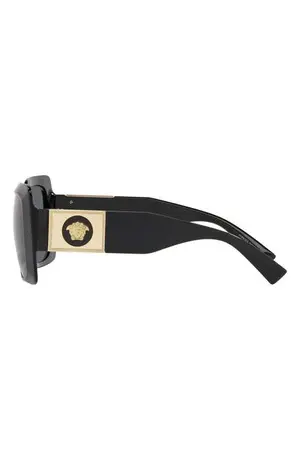 Versace 54mm Rectangle Sunglasses - Black/dark Grey