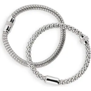 Nordstrom Set Of 2 Mesh Stretch Bracelets - Clear- Silver