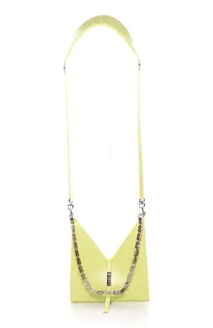 Givenchy Mini Cutout Chain Strap Leather Crossbody Bag Acid Yellow