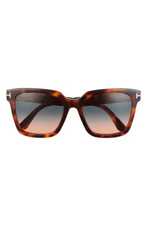 TOM FORD Selby Square Sunglasses - Havana Blue