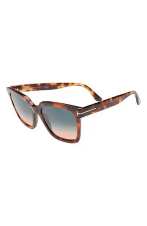 TOM FORD Selby Square Sunglasses - Havana Blue