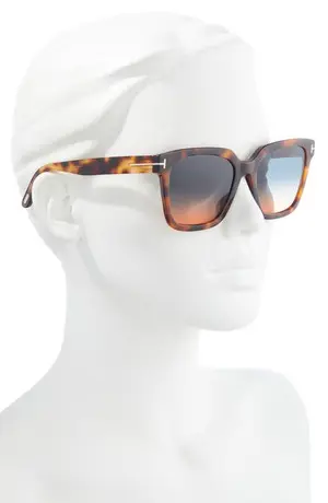 TOM FORD Selby Square Sunglasses - Havana Blue