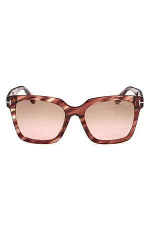 TOM FORD TOM FORD Selby Square Sunglasses Red Havana/t Logo/brown