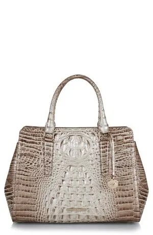 Brahmin Finley Small Croc Embossed Satchel Alabaster Melbourne