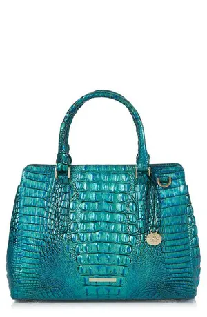 Brahmin Finley Small Croc Embossed Satchel Peacock Melbourne