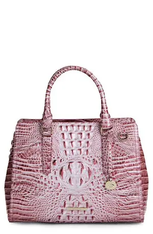 Brahmin Finley Small Croc Embossed Satchel Pink Icing Melbourne