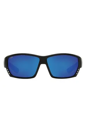 COSTA DEL MAR 62mm Polarized Oversized Rectangle Sunglasses - Matte Black