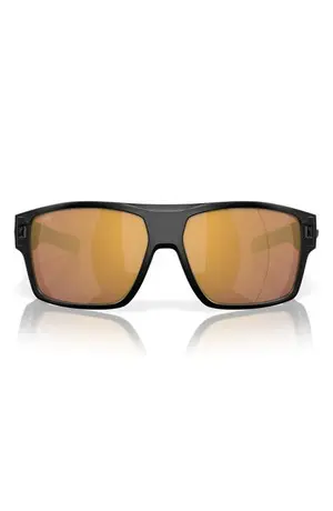 COSTA DEL MAR 62mm Square Sunglasses - Matte Black/gold Mirror