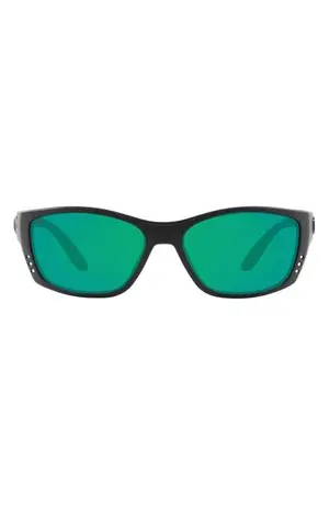 COSTA DEL MAR Costa Del Mar 64mm Oversized Polarized Rectangle Sunglasses Black Green