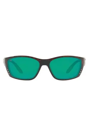 COSTA DEL MAR Costa Del Mar 64mm Oversized Polarized Rectangle Sunglasses Tort