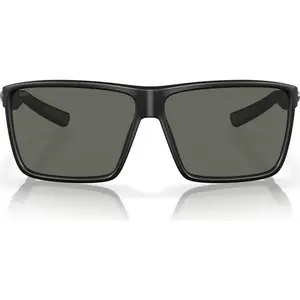 COSTA DEL MAR 63mm Polarized Square Sunglasses - Matte Black/gray 580g