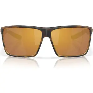 COSTA DEL MAR 63mm Polarized Square Sunglasses - Matte Tortoise/ Gold 580g
