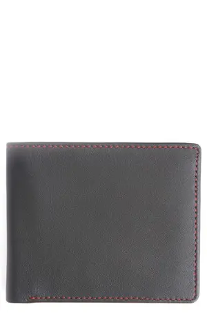 ROYCE NEW YORK Rfid Leather Trifold Wallet Black/ Red