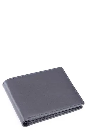 ROYCE NEW YORK Rfid Leather Trifold Wallet Navy Blue