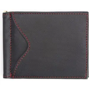 ROYCE NEW YORK Rfid Leather Money Clip Card Case Black/red