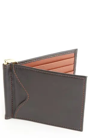 ROYCE NEW YORK Rfid Leather Money Clip Card Case Black/tan