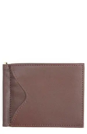 ROYCE NEW YORK Rfid Leather Money Clip Card Case Brown