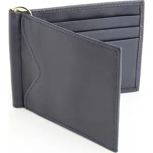 ROYCE NEW YORK Rfid Leather Money Clip Card Case - Navy Blue