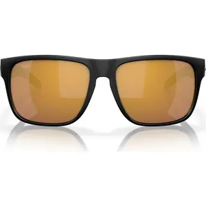 COSTA DEL MAR 59mm Polarized Square Sunglasses - Matte Black/ Gold Mirror
