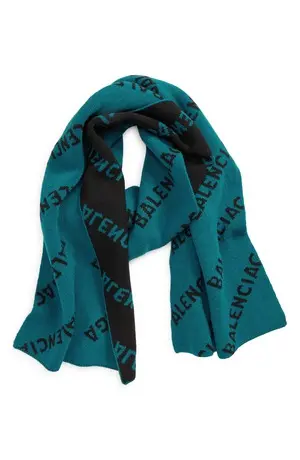 Balenciaga Logo Wool Blend Scarf