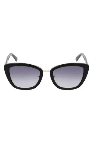 Longchamp Roseau 53mm Gradient Cat Eye Sunglasses - Black/ Black