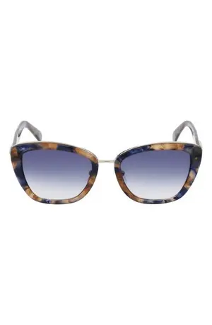 Longchamp Longchamp Roseau 53mm Gradient Cat Eye Sunglasses Havana/ Blue