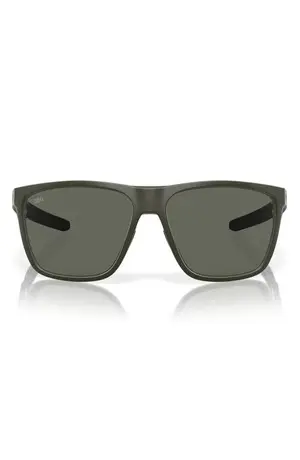COSTA DEL MAR 62mm Polarized Square Sunglasses - Matte Olive/ Gray 580g