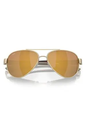 COSTA DEL MAR 57mm Aviator Sunglasses - Brushed Gold/ Gold Mirror 580g