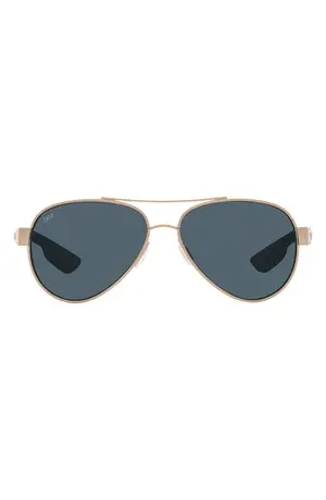 COSTA DEL MAR Loreto 56mm Polarized Aviator Sunglasses Gold Pearl