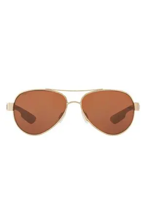 COSTA DEL MAR Loreto 56mm Polarized Aviator Sunglasses Gold Rose