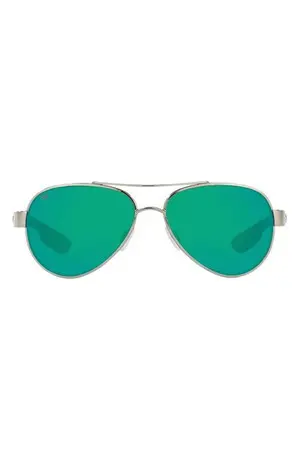 COSTA DEL MAR Loreto 56mm Polarized Aviator Sunglasses Grey