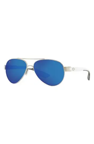 COSTA DEL MAR Loreto 56mm Polarized Aviator Sunglasses - Light Grey