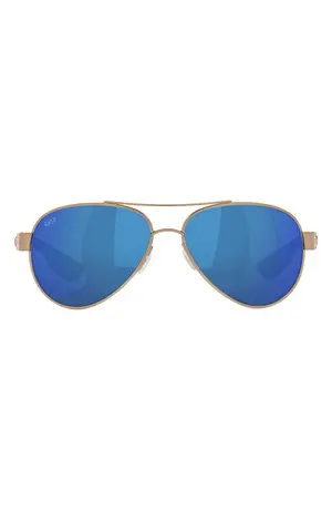 COSTA DEL MAR Loreto 56mm Polarized Aviator Sunglasses Pearl