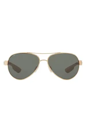 COSTA DEL MAR Loreto 56mm Polarized Aviator Sunglasses Rose
