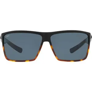 COSTA DEL MAR 63mm Polarized Oversized Rectangle Sunglasses - Black