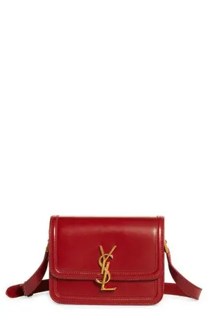 Saint Laurent Small Solferino Leather Shoulder Bag Opyum Red