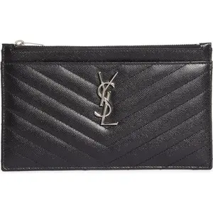 Saint Laurent Monogram Matelassé Leather Pouch - Nero