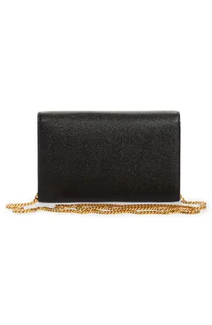 Saint Laurent Uptown Pebbled Calfskin Wallet-on-chain - 1000 Nero