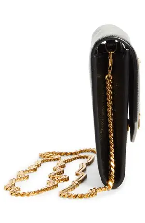 Saint Laurent Uptown Pebbled Calfskin Wallet-on-chain - 1000 Nero