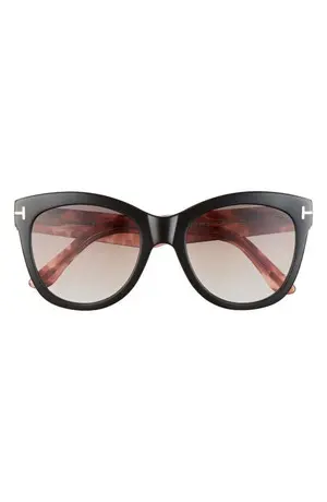 TOM FORD TOM FORD 54mm Cat Eye Sunglasses Shiny Black Pink Havana/ Brown