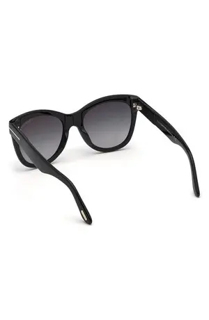 TOM FORD 54mm Cat Eye Sunglasses - Shiny Black/gradient Smoke