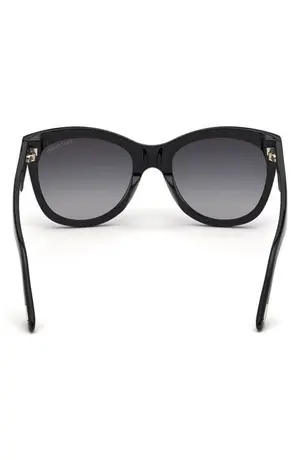 TOM FORD 54mm Cat Eye Sunglasses - Shiny Black/gradient Smoke