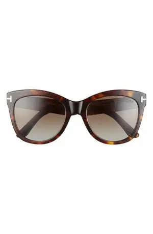 TOM FORD TOM FORD 54mm Cat Eye Sunglasses Shiny Dark Havana / Brown