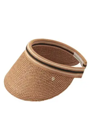 Helen Kaminski Bianca Raffia Visor - Nougat/black Stripe