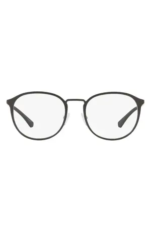 Emporio Armani 52mm Round Optical Glasses Matte Black